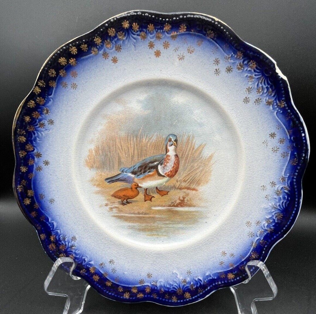 Antique Flow Blue Game Birds Wood Ducks Porcelain Plate - Etsy