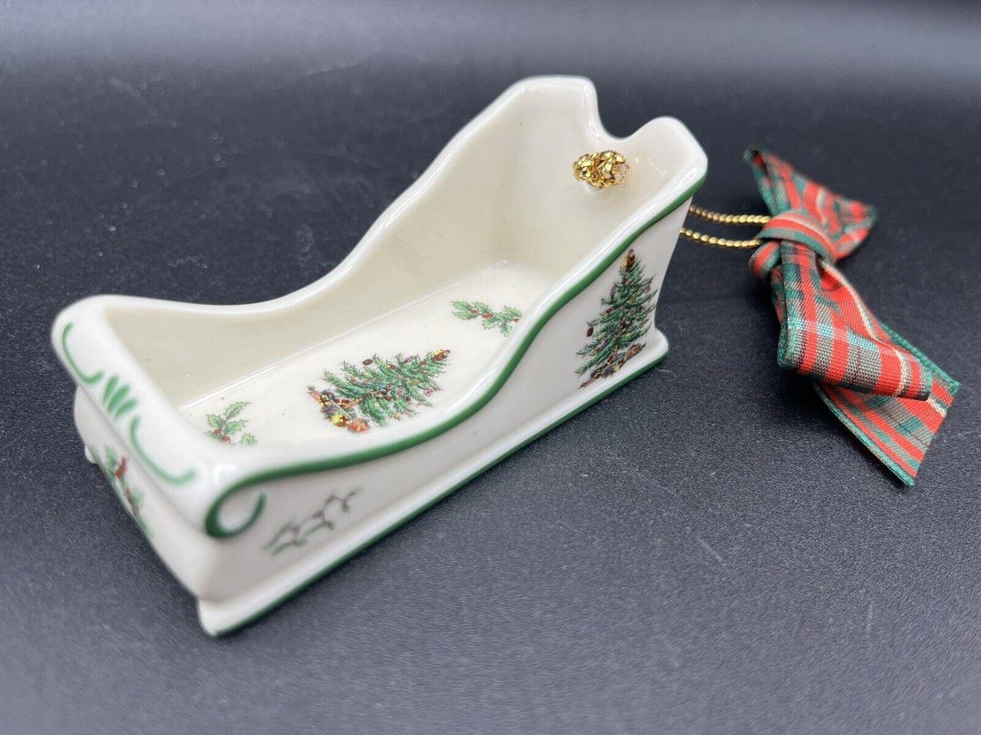 Spode Sleigh Christmas Tree Porcelain Ornament W/ Ribbon - Etsy
