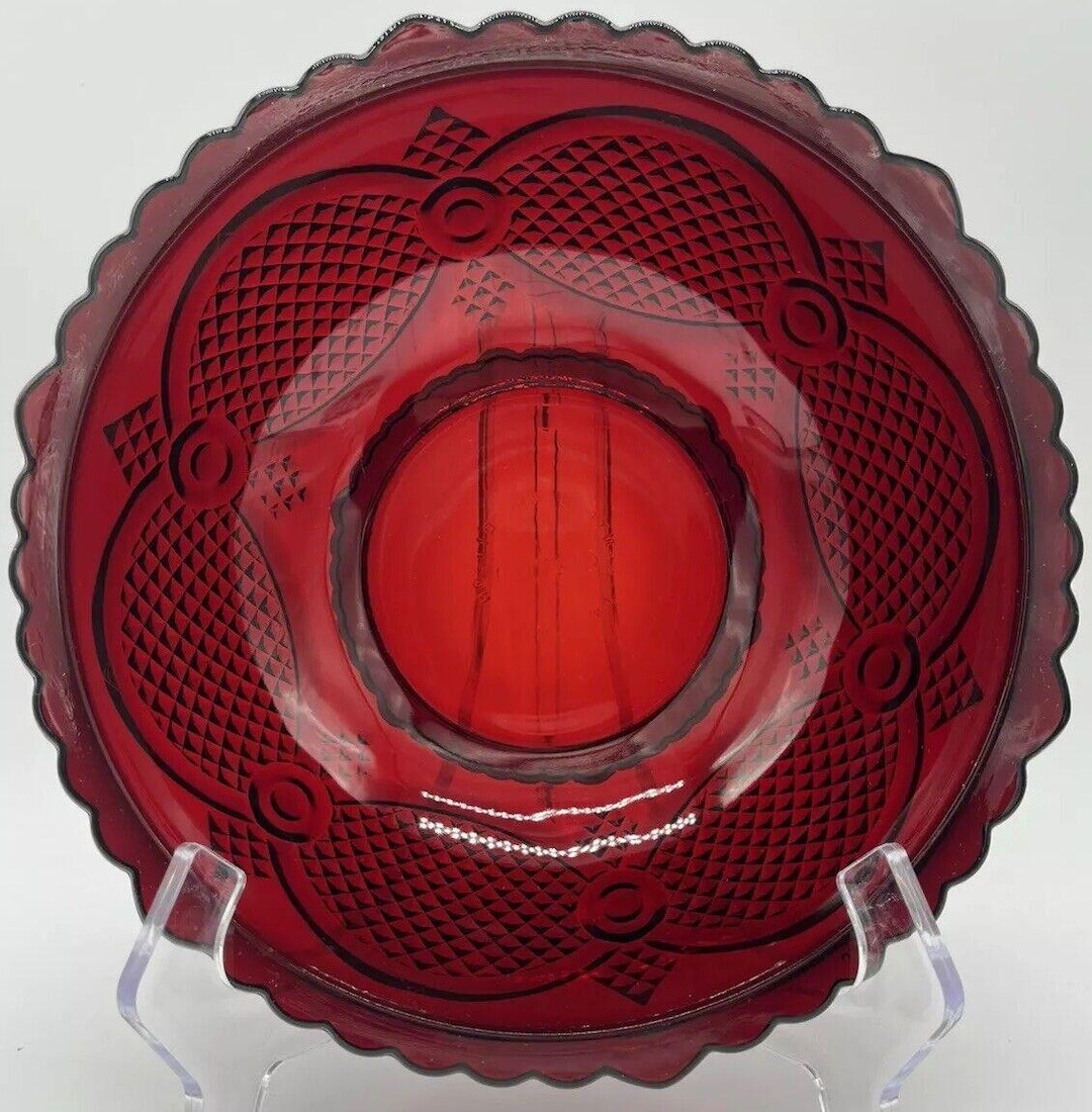 Vintage Avon Centenial Edition 1986 Cape Cod Ruby Red Glass Serving ...