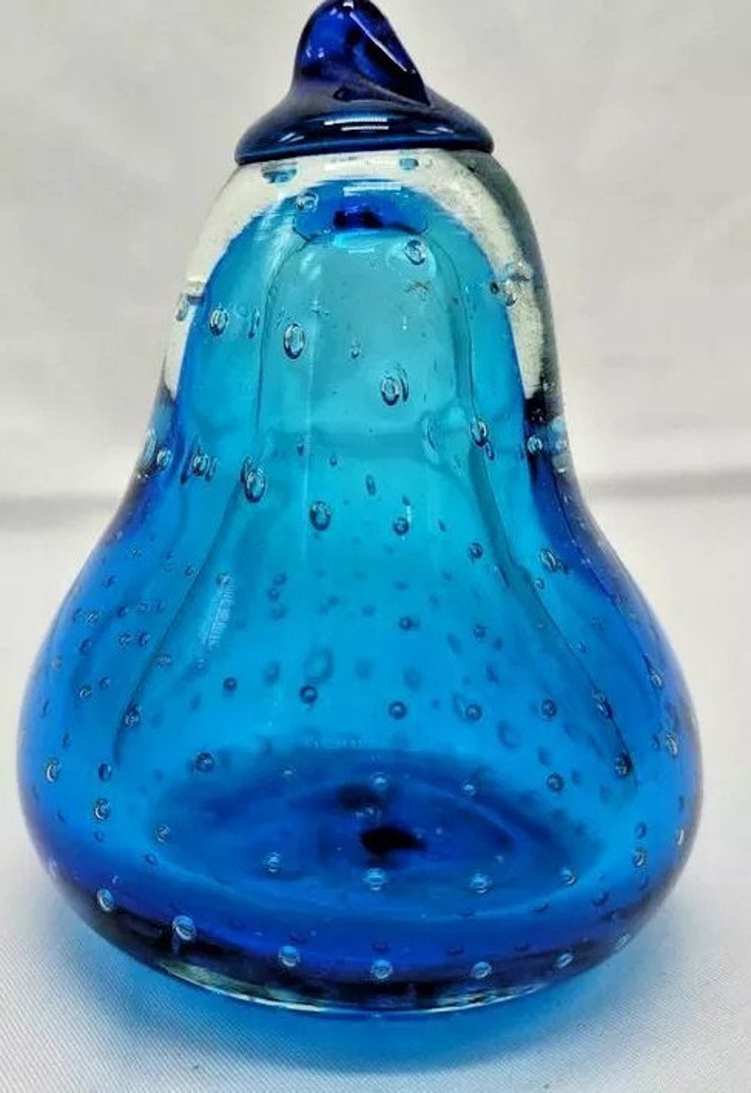 Vintage Hand Blown Blue Glass Controlled Bubbles Pear Paperweight - Etsy