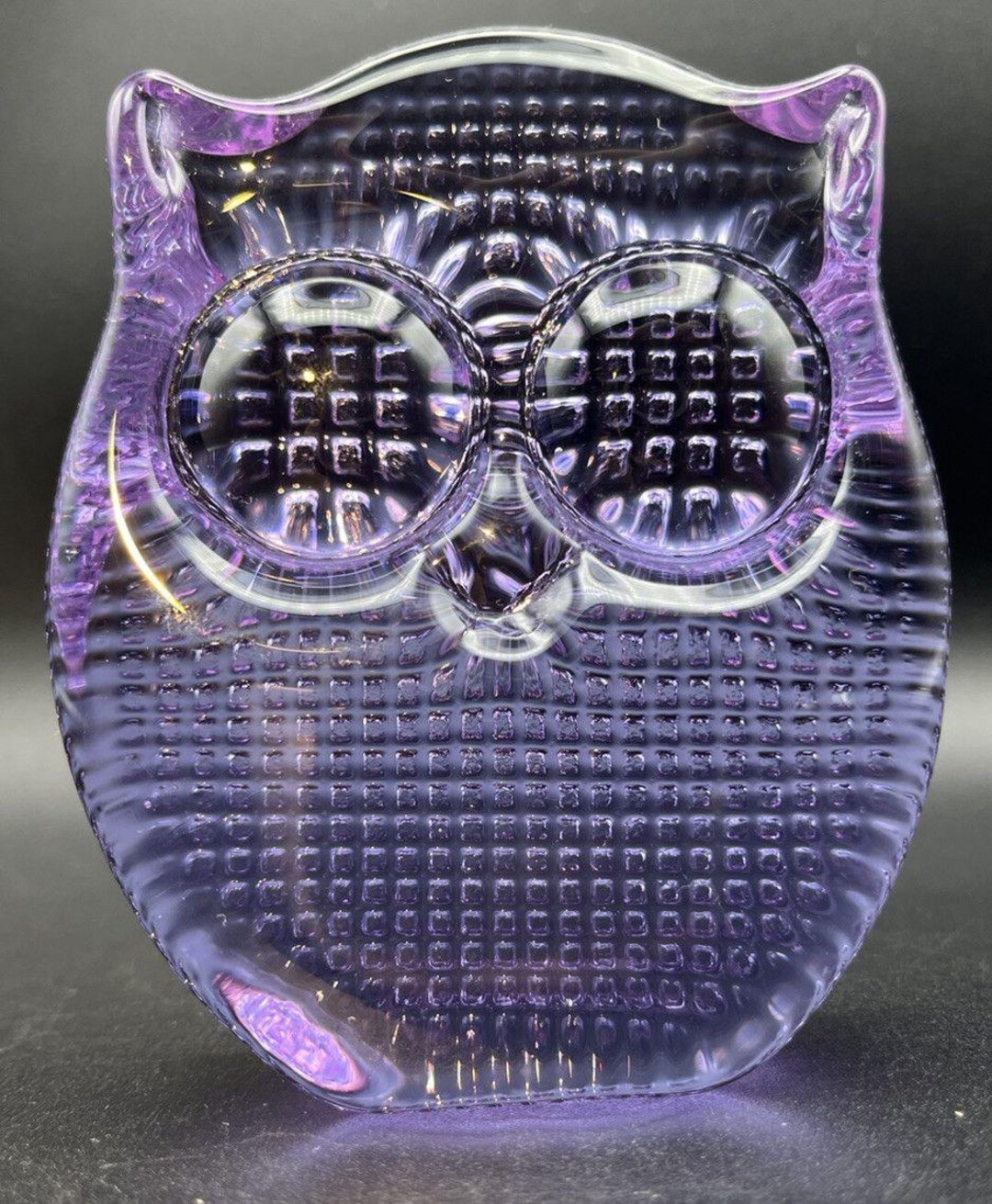 Konst Glasshyttan Urshult Purple Owl Dichromatic Glass MCM Paperweight ...