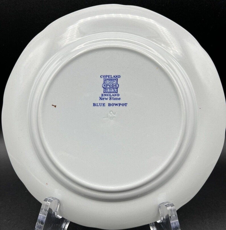 Copeland Spode England New Stone Blue Bowpot 6" Blue & White Ironstone ...