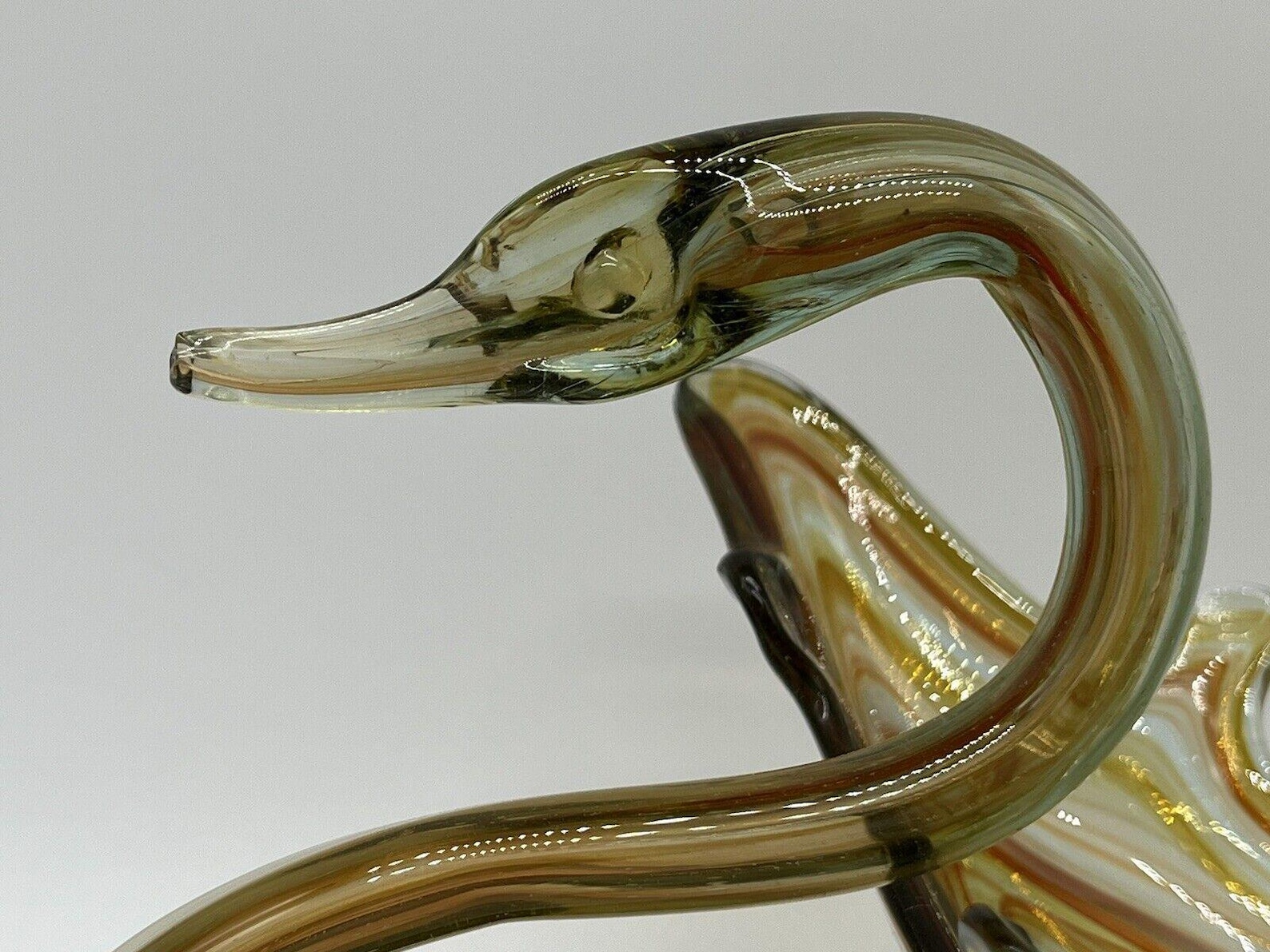 13” Long Hand Blown Sooner Slag Glass Swan Traingular Planter Vase - Etsy