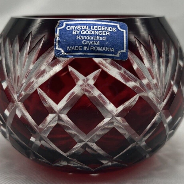 Red Cut Crystal Bowl - Etsy