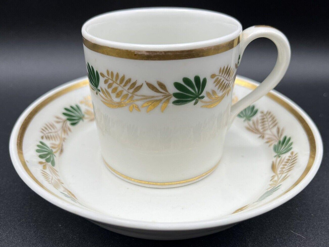 Antique Royal Vienna Beehive Porcelain Green Gold Foliage Cup & Saucer ...