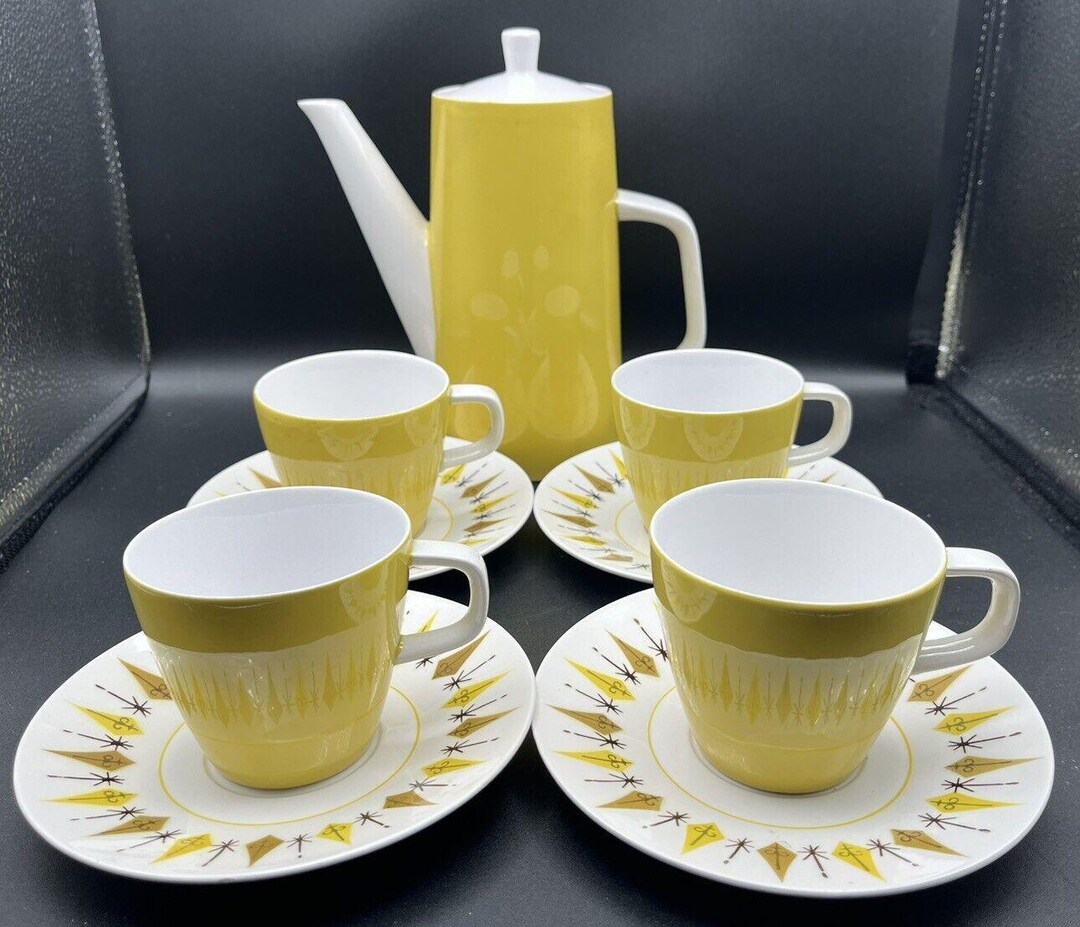 Mikasa Compass Cera-stone MCM Tea Set Tea Pot Four Cups & Saucers - Etsy