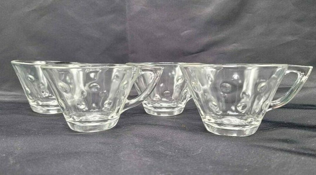 MCM 50s Style Vintage Retro Set of 4 Polka Dot Clear Glass Tea Cups - Etsy