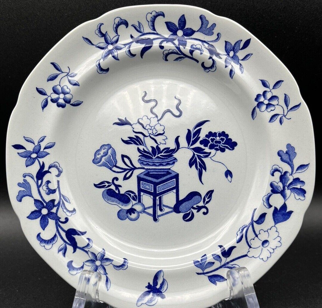 Copeland Spode England New Stone Blue Bowpot 6 Blue & White Ironstone ...