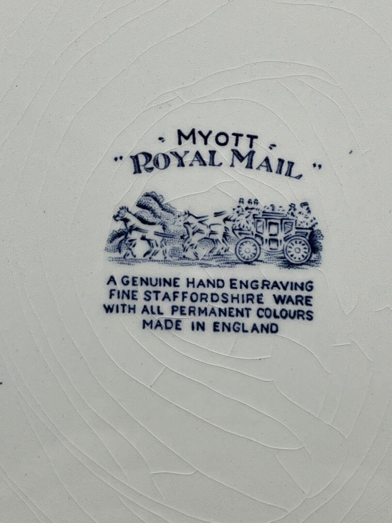 Myott Staffordshire England Royal Mail Blue & White 10 Dinner Plate - Etsy