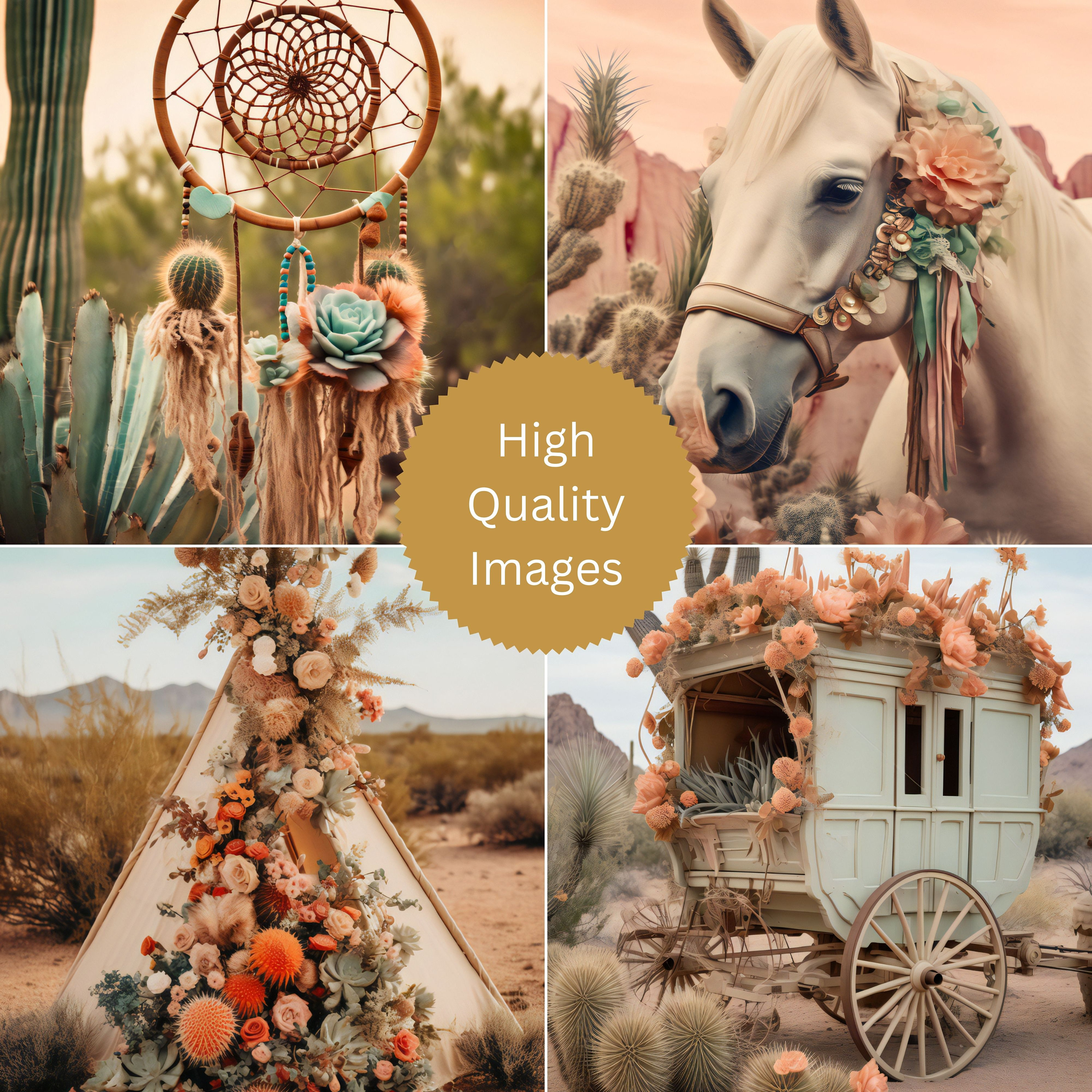 Western Gallery Wall, Boho Set of 6 Prints, Southwestern Printable Art ...