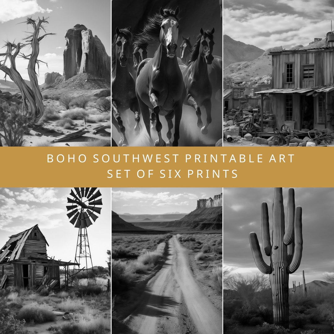 Western Gallery Wall, Boho Set of 6 Prints, Farmhouse Southwest ...