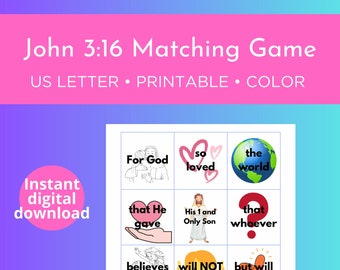 Matching Bible Game| John 3 16| Matching Game | Bible Verse Game ...
