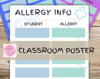 Child Allergy Classroom Poster: Daycare & School (digital Download) - Etsy