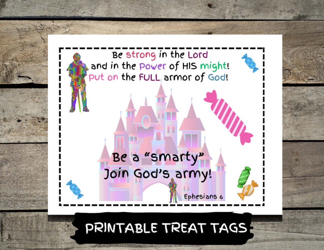 Armor of God Candy Gram Tags: Trunk or Treat Printable (digital ...
