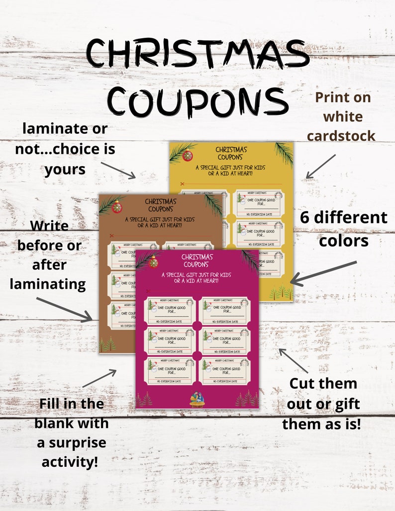 Christmas Coupon Printable Activities for Kids |INSTANT DIGITAL ...