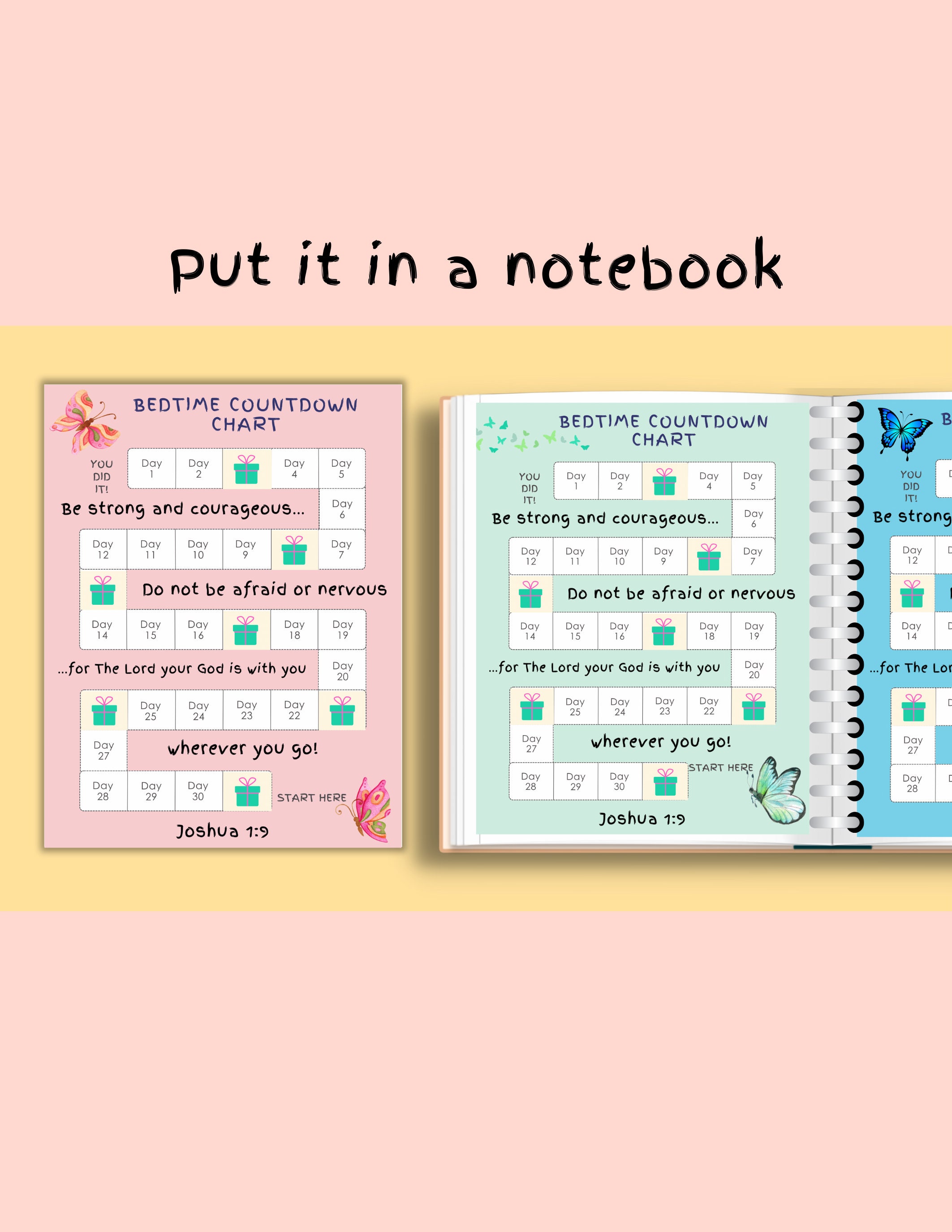 Bedtime Countdown Printable for Kids, Back to School Countdown Joshua 1 ...