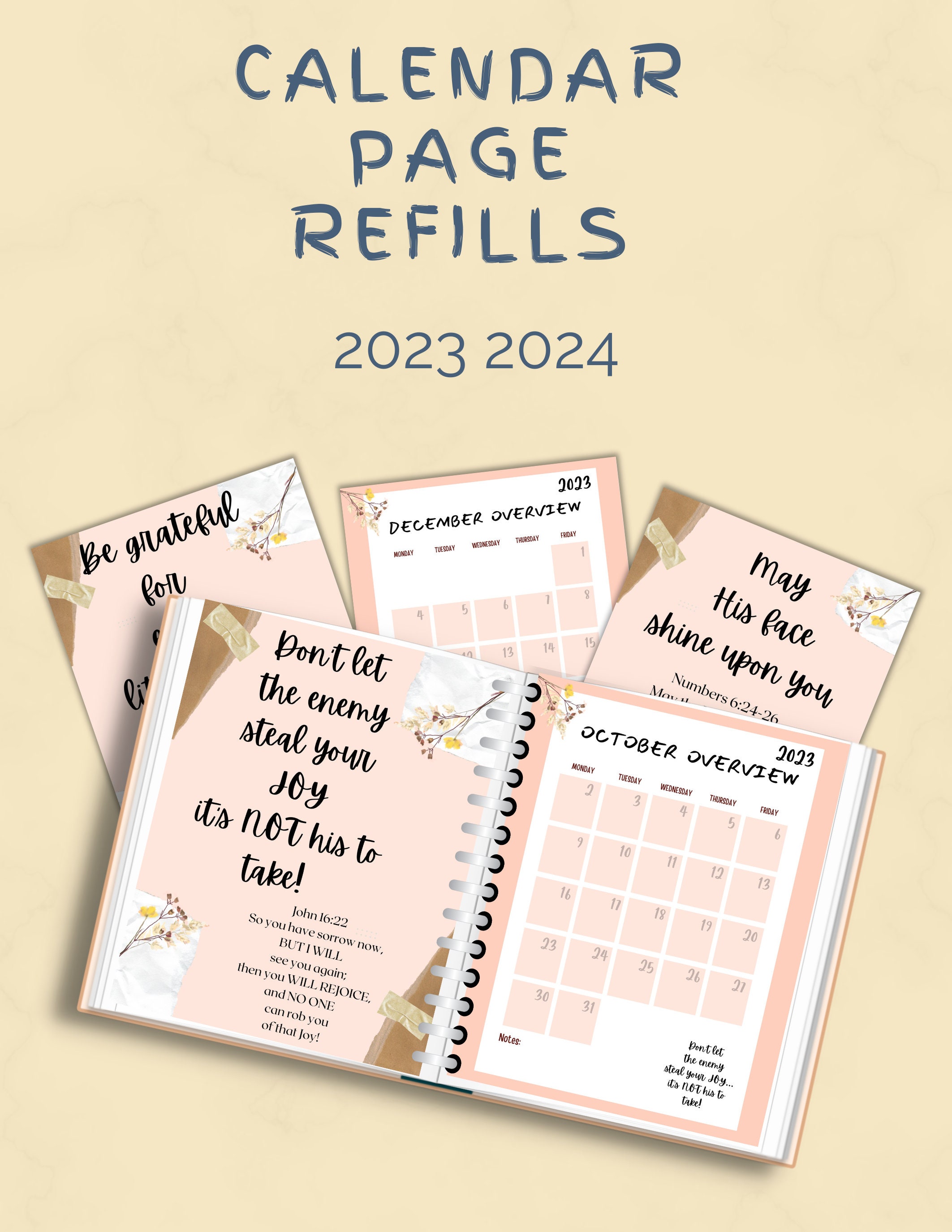 This Christian Teacher Printable Planner CALENDAR REFILLS Filled With ...
