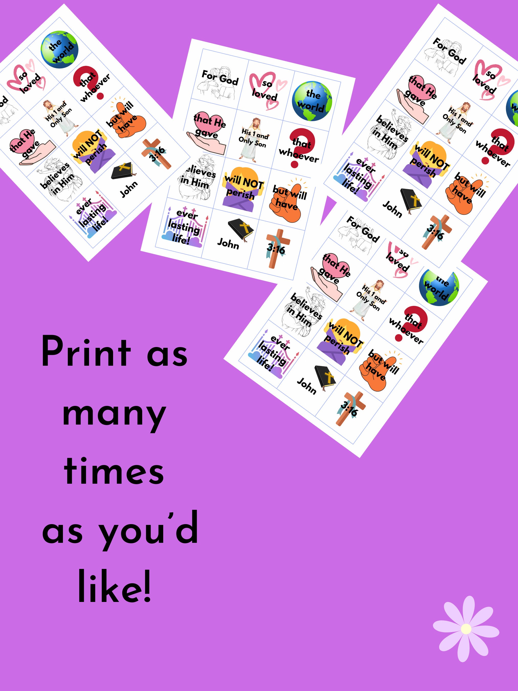Matching Bible Game| John 3 16| Matching Game | Bible Verse Game ...