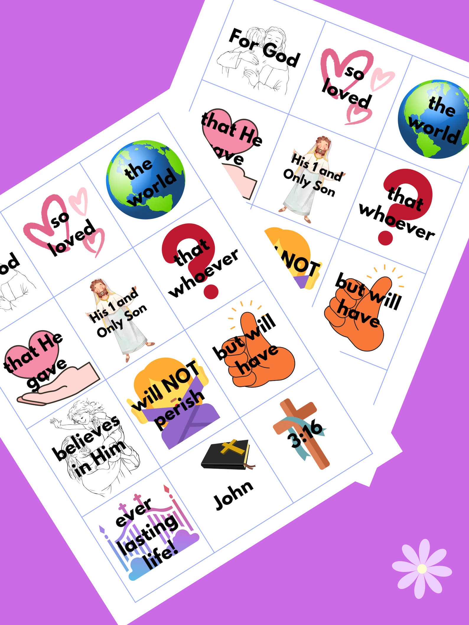 Matching Bible Game| John 3 16| Matching Game | Bible Verse Game ...