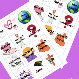 Matching Bible Game| John 3 16| Matching Game | Bible Verse Game ...
