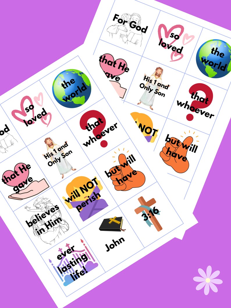Matching Bible Game| John 3 16| Matching Game | Bible Verse Game ...