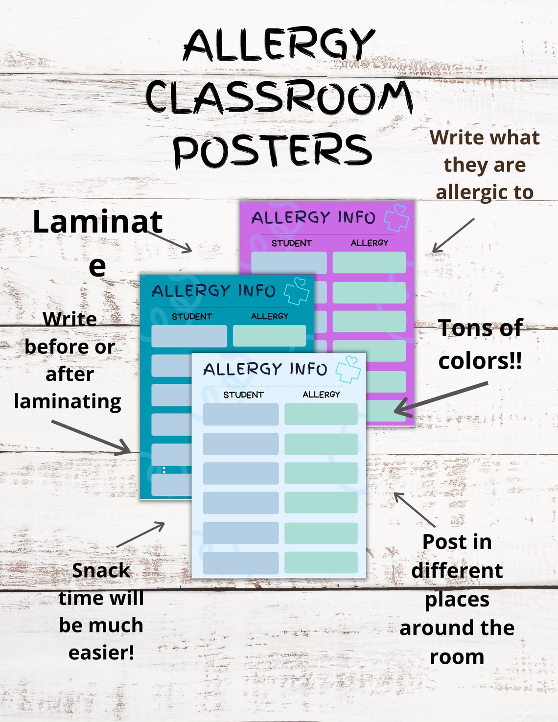 Child Allergy Classroom Poster: Daycare & School (digital Download) - Etsy