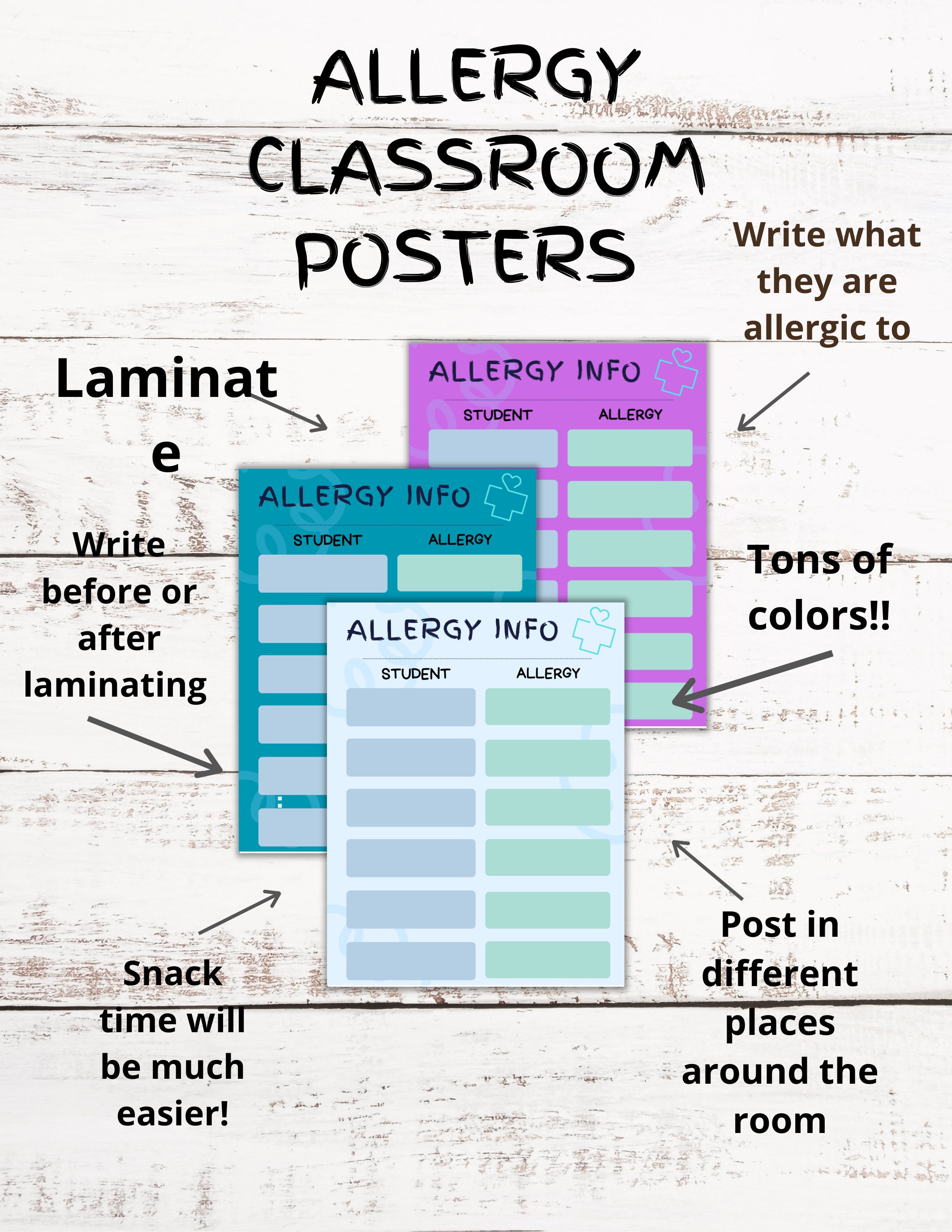 Child Allergy Classroom Poster: Daycare & School (digital Download) - Etsy