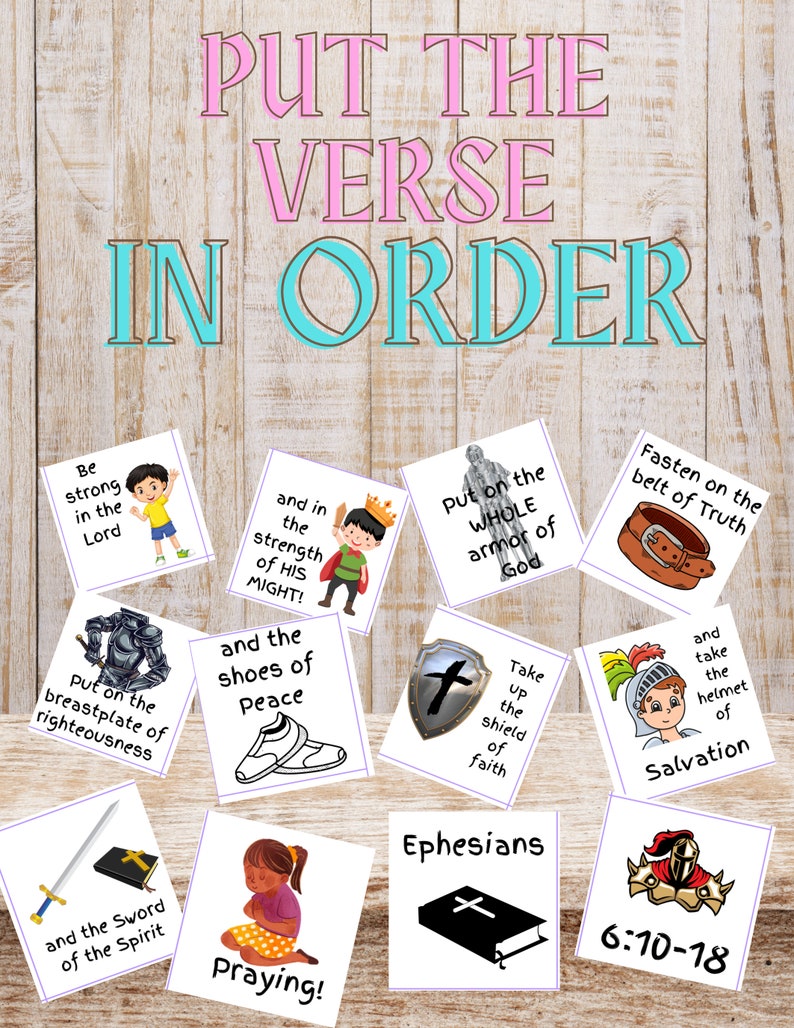 Armor of God Memory Verse Game: Ephesians 6 Printable (digital Download ...