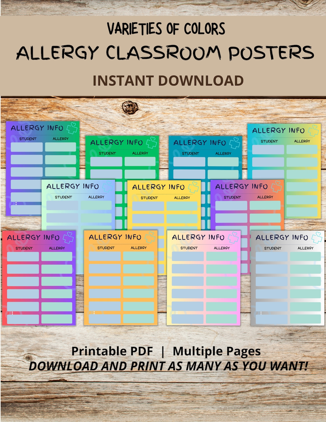 Child Allergy Classroom Poster: Daycare & School (digital Download) - Etsy