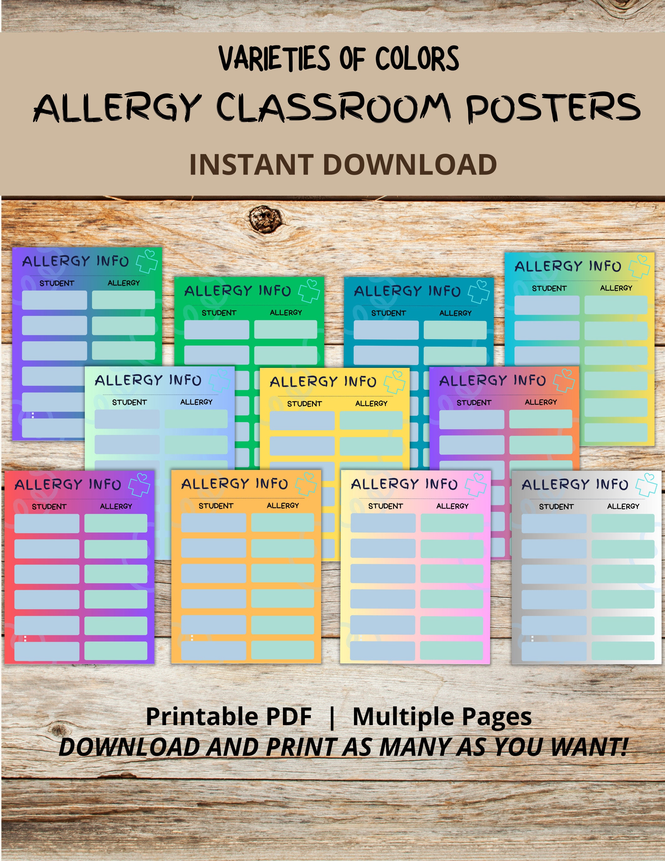 Child Allergy Classroom Poster: Daycare & School (digital Download) - Etsy