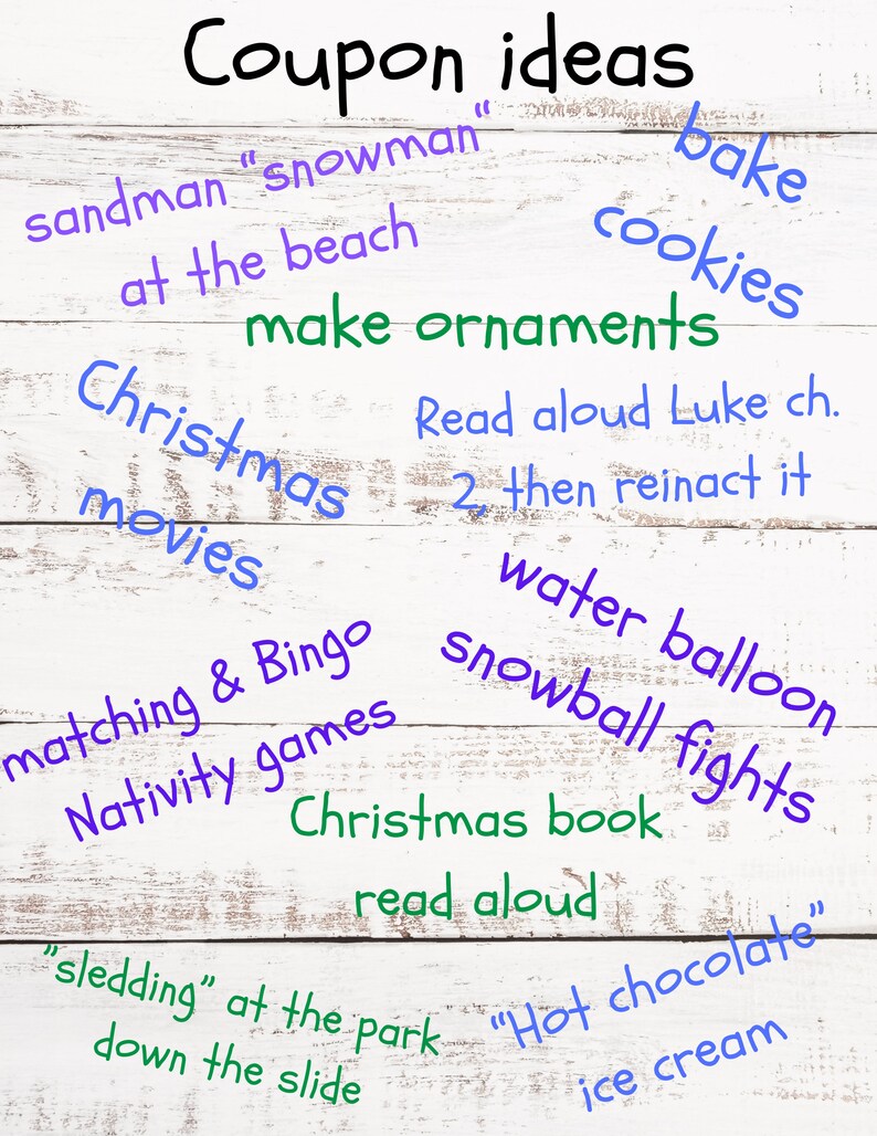 Christmas Coupon Printable Activities for Kids (digital Download) - Etsy