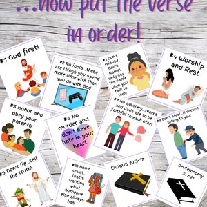 10 Commandments Matching Game: Bible Verse Activity (digital Download ...