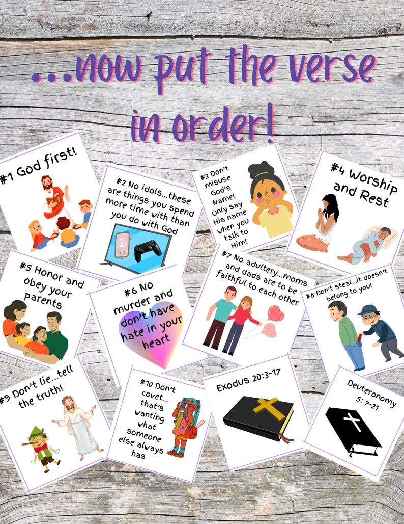 10 Commandments Matching Game: Bible Verse Activity (digital Download ...