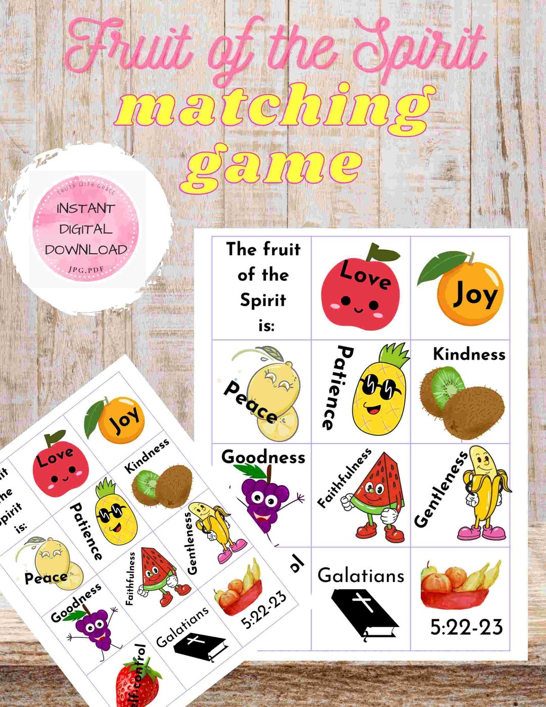Fruit of the Spirit Matching Game: Galatians 5 Printable (digital ...