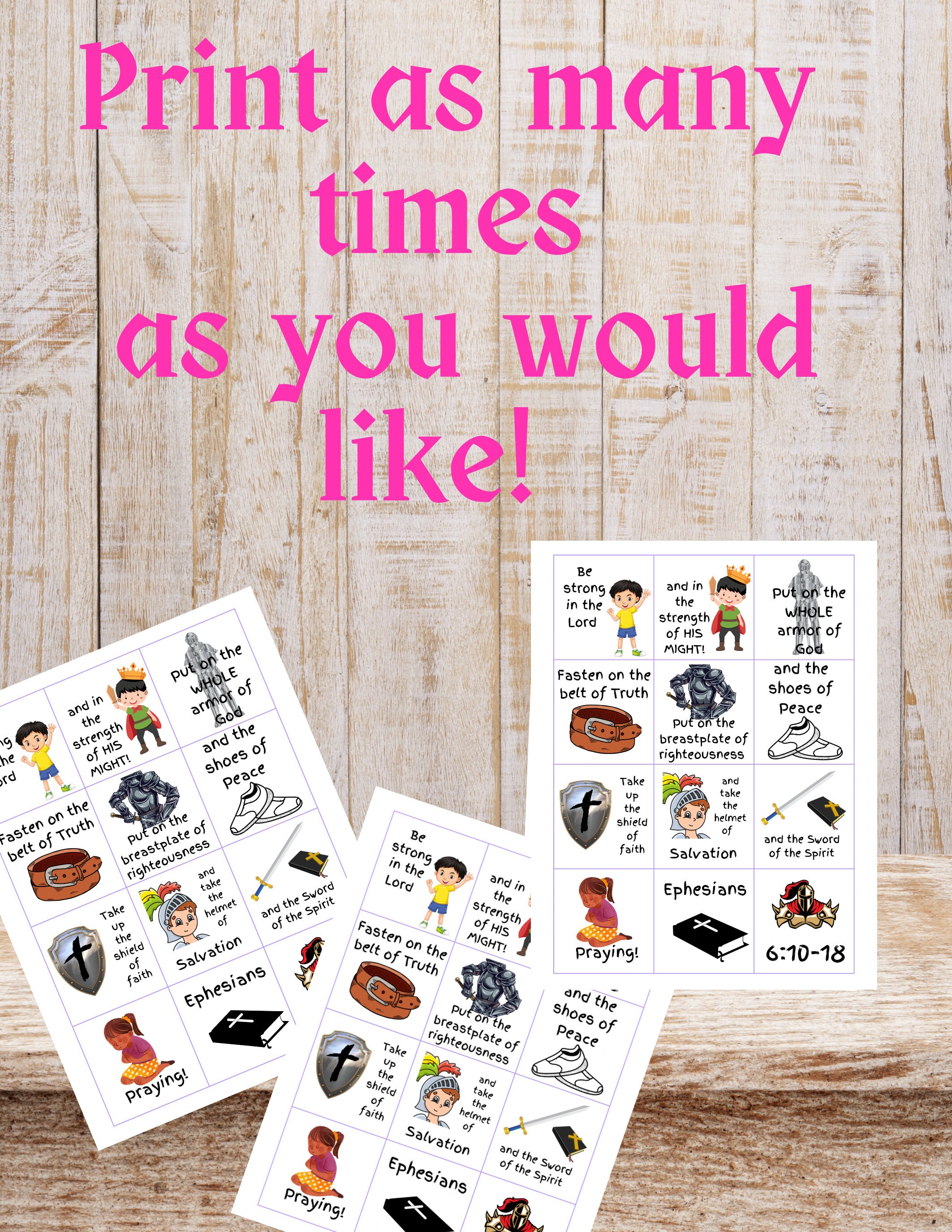 Armor of God Memory Verse Game: Ephesians 6 Printable (digital Download ...