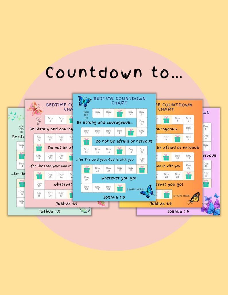 Bedtime Countdown Printable for Kids, Back to School Countdown Joshua 1 ...
