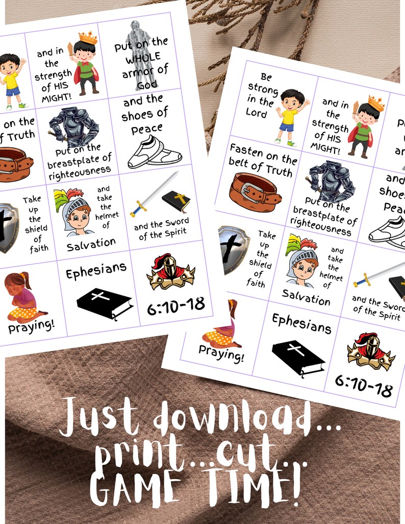 Armor of God Memory Verse Game: Ephesians 6 Printable (digital Download ...