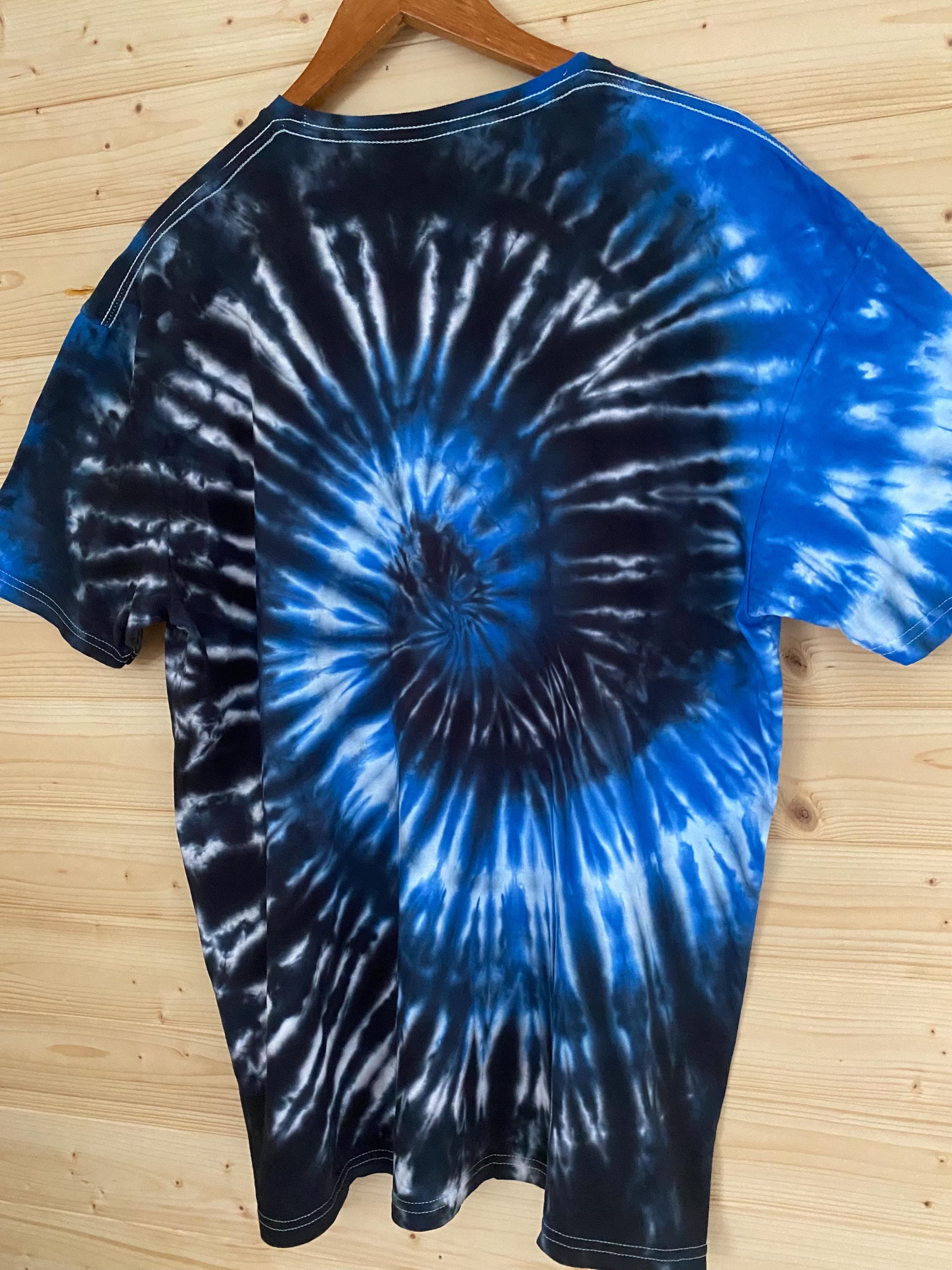 Duke Blast Spiral Tie Dye T-shirt – Handmade Blue Black White Design ...