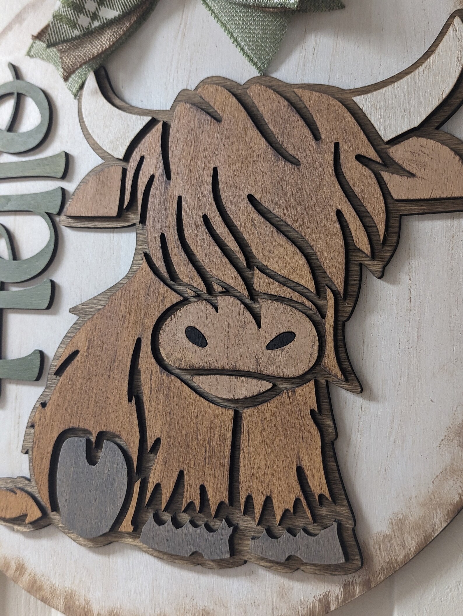 Hello Highland Cow Door Sign - Etsy
