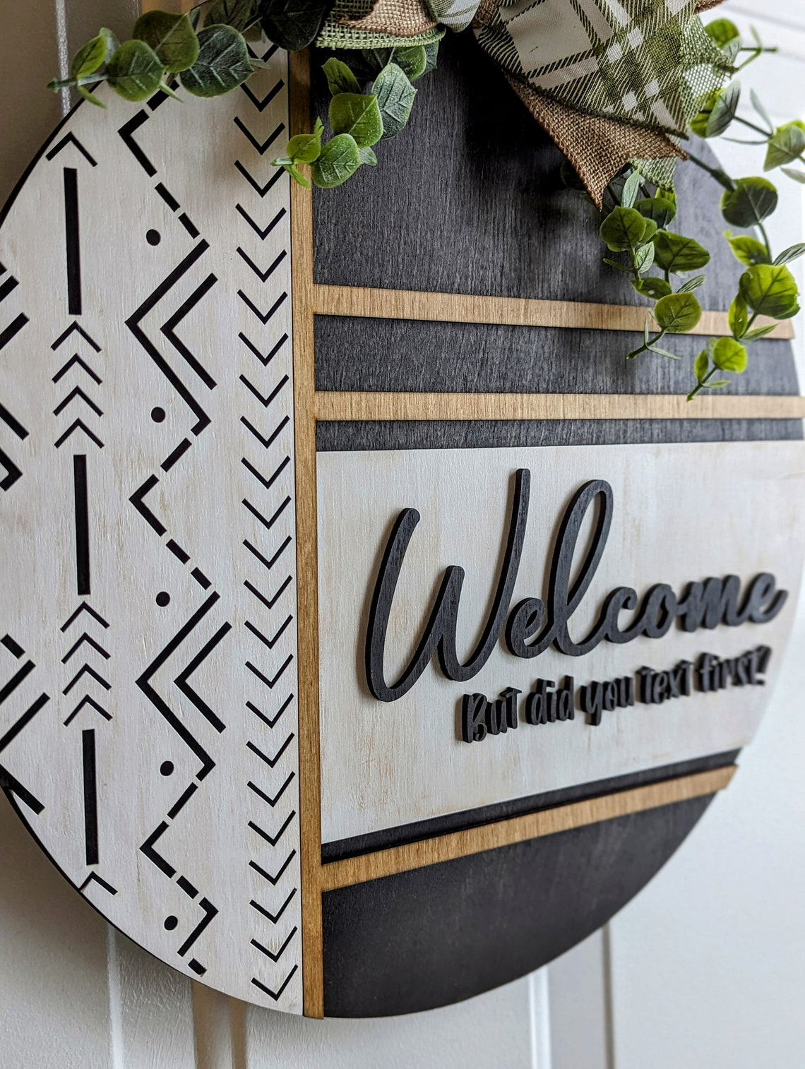 Boho Welcome Did You Text First Door Sign - Etsy