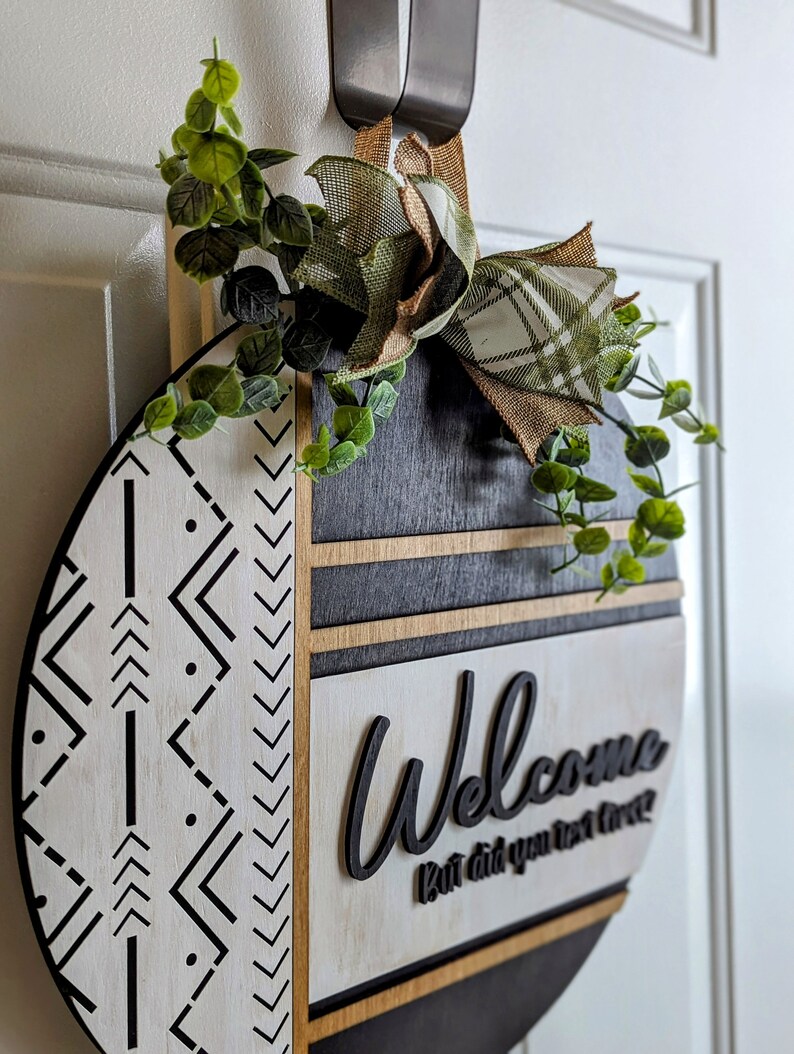 Boho Welcome Did You Text First Door Sign - Etsy