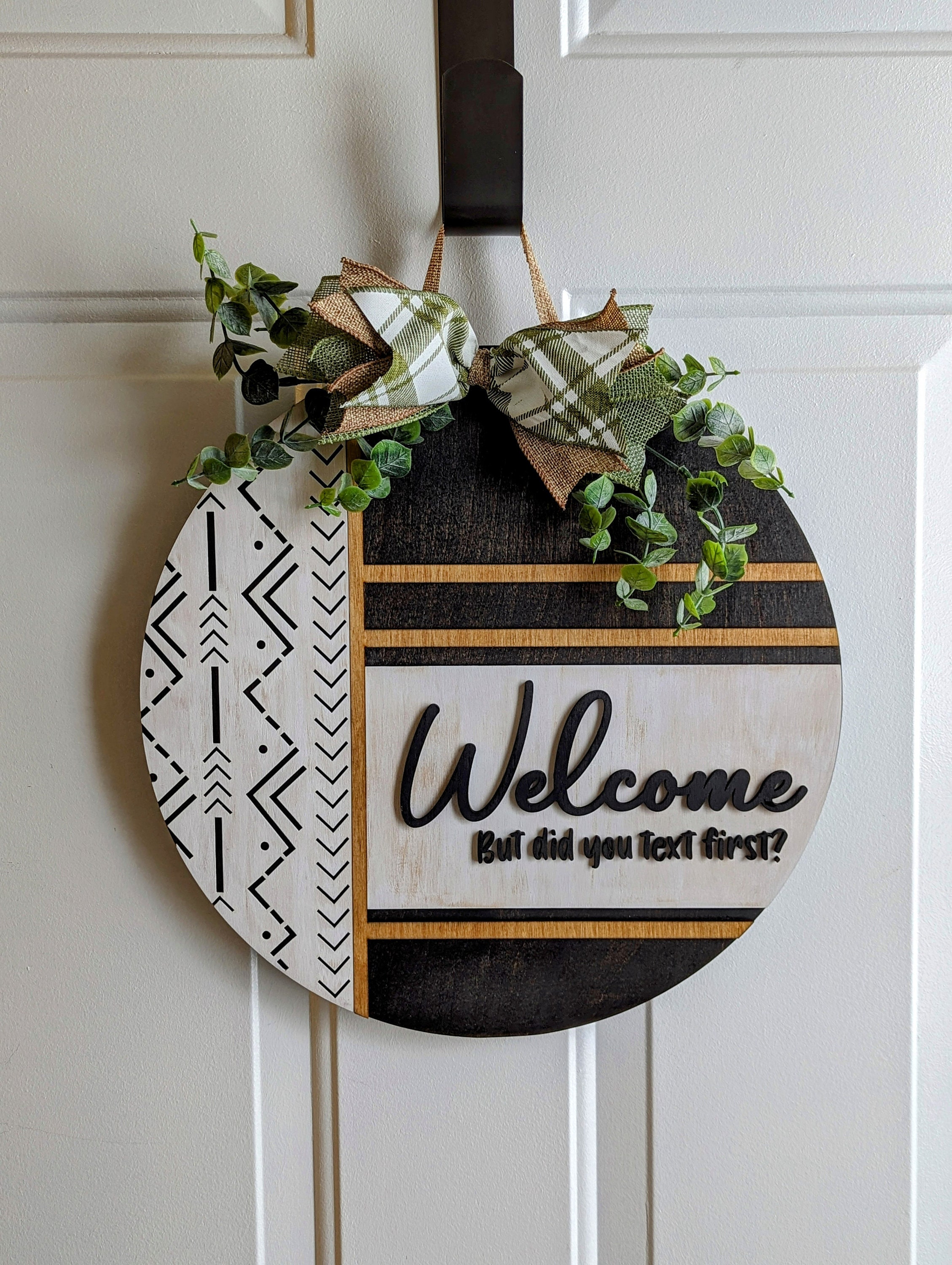 Boho Welcome Did You Text First Door Sign - Etsy