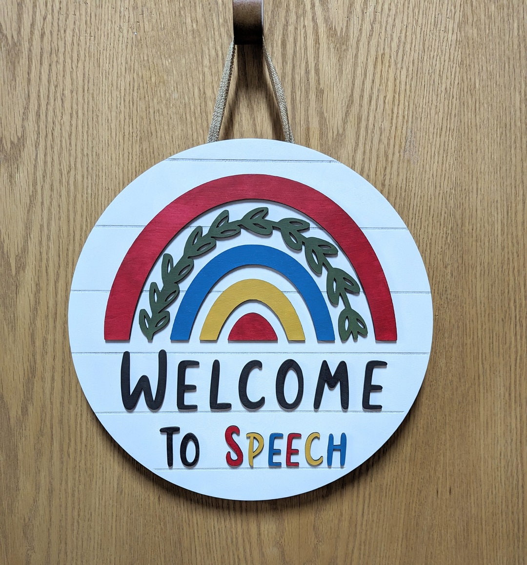 Welcome to Speech Rainbow Door Sign - Etsy