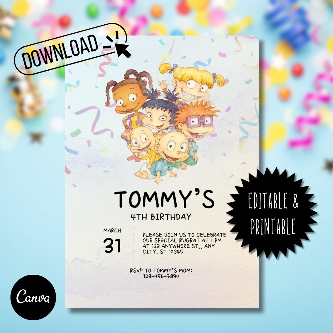Editable Rugrats Birthday Invitation Template | 90s Cartoon Theme ...