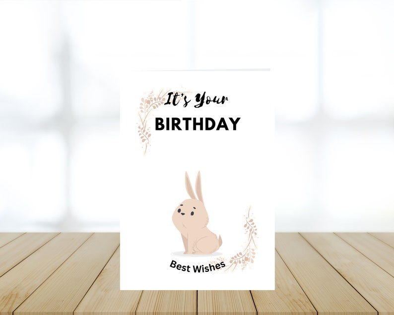 Printable Birthday Card, Cute Bunny Birthday Card, Birthday Card ...