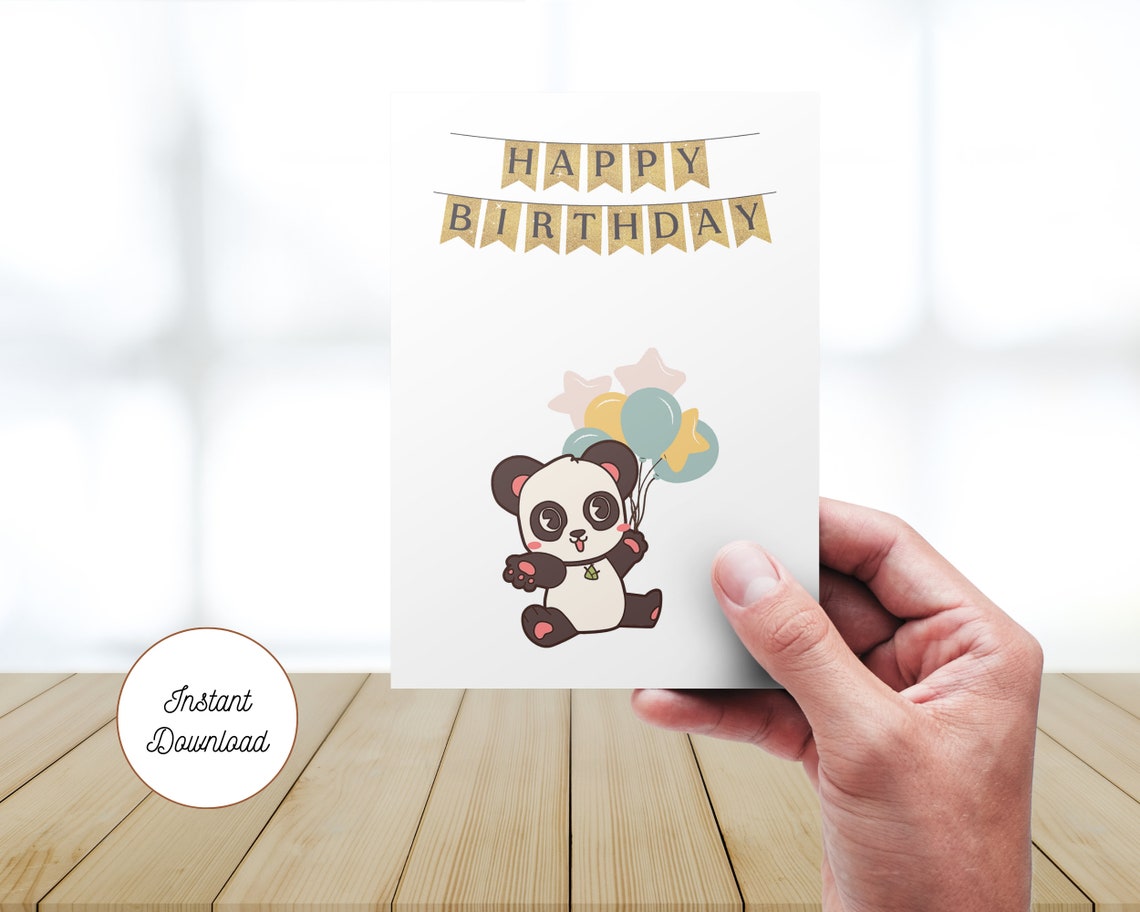 Printable Birthday Card Cute Panda Birthday Card Birthday Card Birthday ...