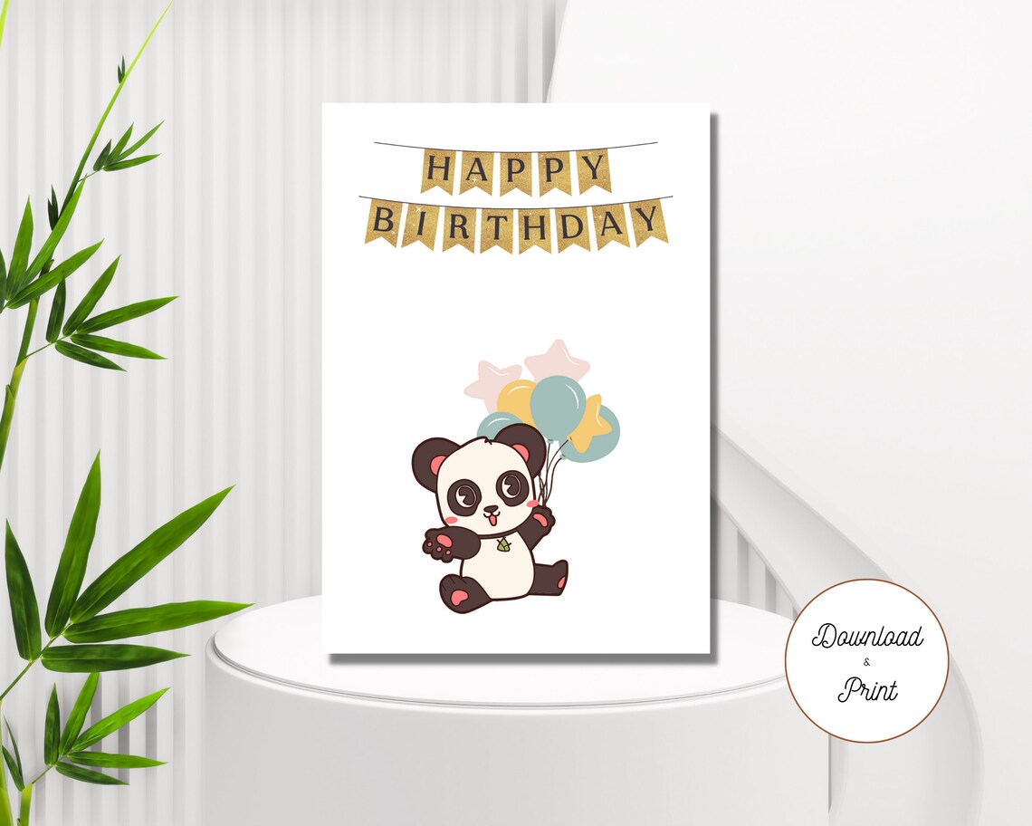 Printable Birthday Card Cute Panda Birthday Card Birthday Card Birthday ...
