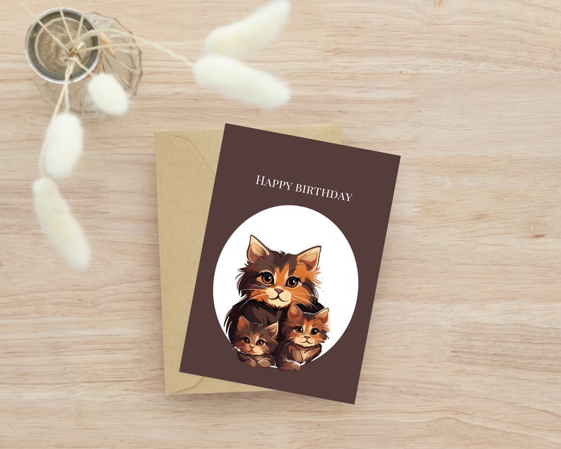 Cuteness of Cats Birthday Card, Anime Cat Birthday Card, Printable ...
