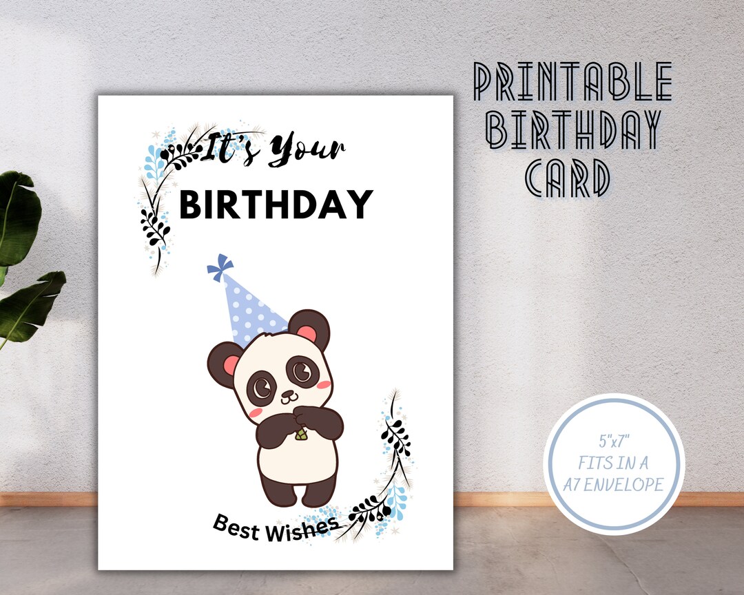 Printable Birthday Card Cute Panda Birthday Card Birthday - Etsy