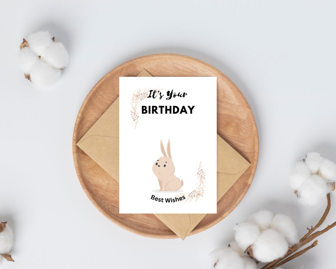 Printable Birthday Card, Cute Bunny Birthday Card, Birthday Card ...